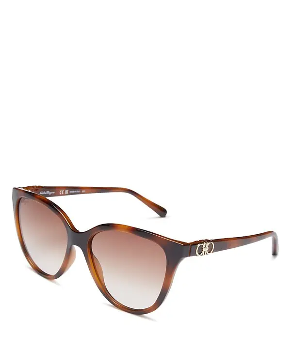 FERRAGAMO 57mm Cat Eye Sunglasses - Tortoise/borwn Gradient