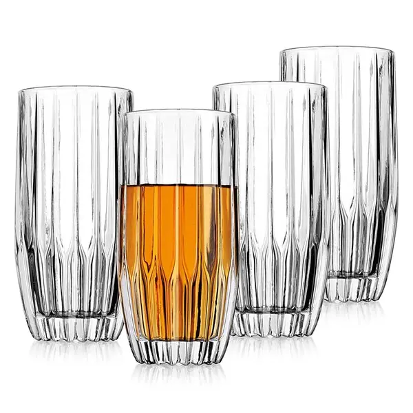 GODINGER Pleat Highball Glasses, Set Of 4 - Clear