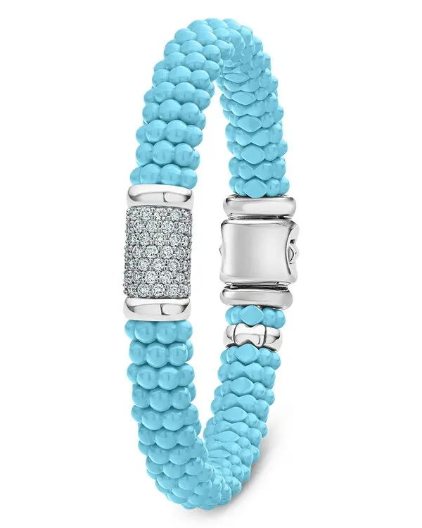 Lagos Ceramic And Sterling Silver Caviar Bracelet With Diamonds