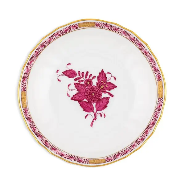 HEREND Chinese Bouquet Canton Saucer - Raspberry