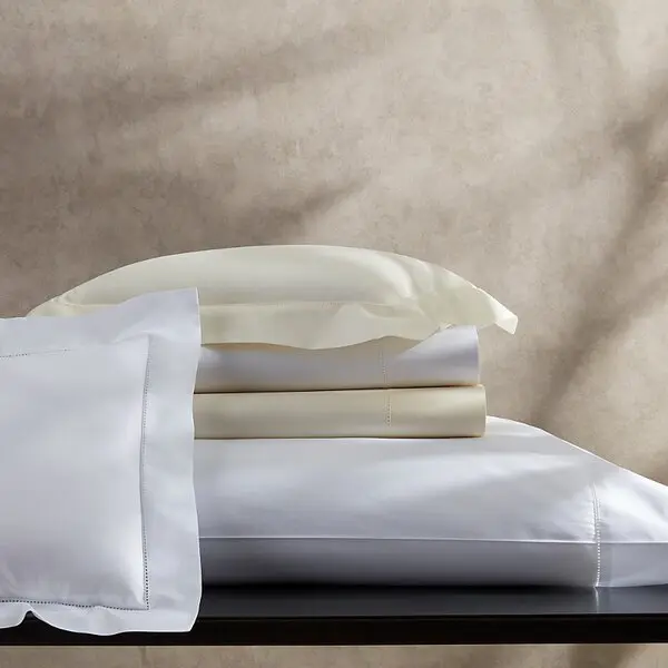 MATOUK Sierra Hemstitch Flat Sheet, King - Ivory