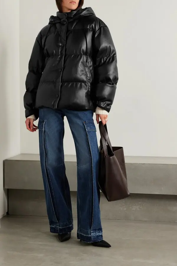 Stella McCartney Net Sustain Hooded Quilted Vegetarian Leather Jacket