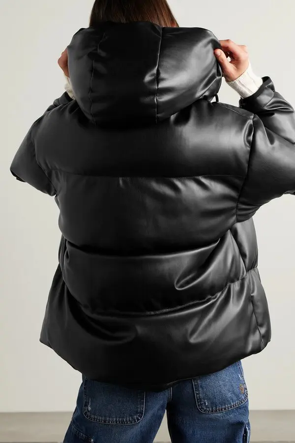 Stella McCartney Net Sustain Hooded Quilted Vegetarian Leather Jacket