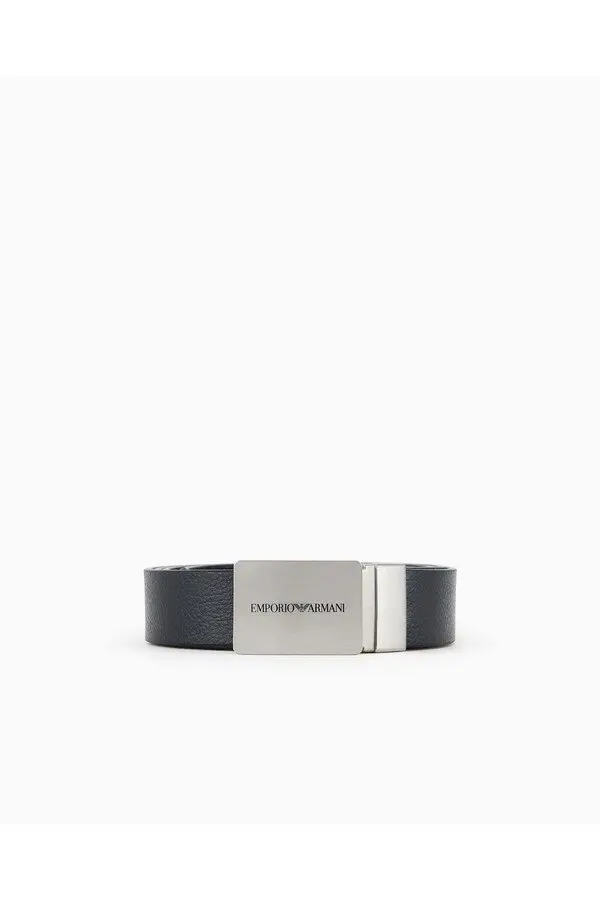 Emporio Armani Reversible Leather Belt - Blue