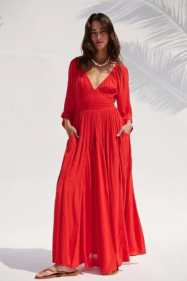 Free People Dixie Maxi Dress - Persimmon