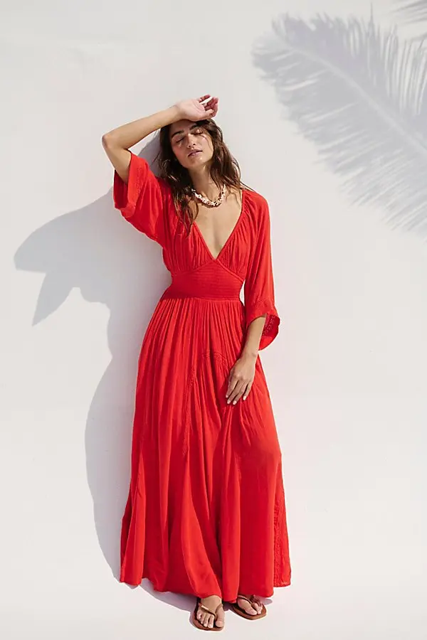 Free People Dixie Maxi Dress - Persimmon