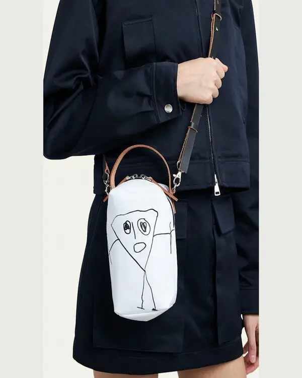 Plan C Pili Graphic-print Bucket Bag - Optical White