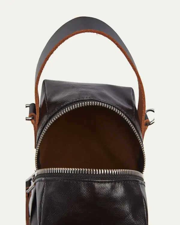 Plan C Pili Graphic-print Canvas Bucket Bag - Black