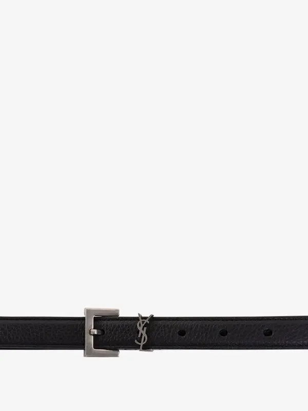 Saint Laurent Metal Monogram Leather Belt