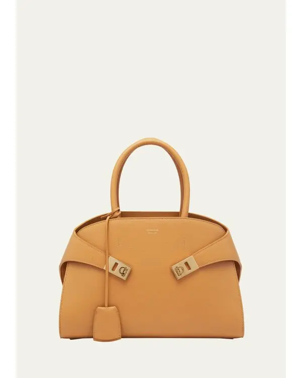 FERRAGAMO Small Hug Leather Top-handle Bag - Light Camel