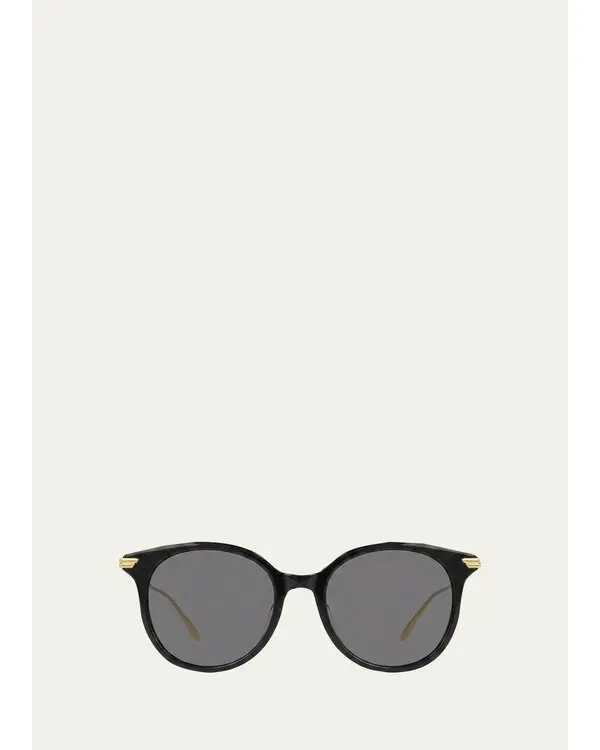 Bottega Veneta Round Acetate/metal Sunglasses - Black
