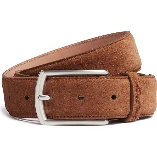 Zegna Triple Stitch Suede Belt - Vicuna