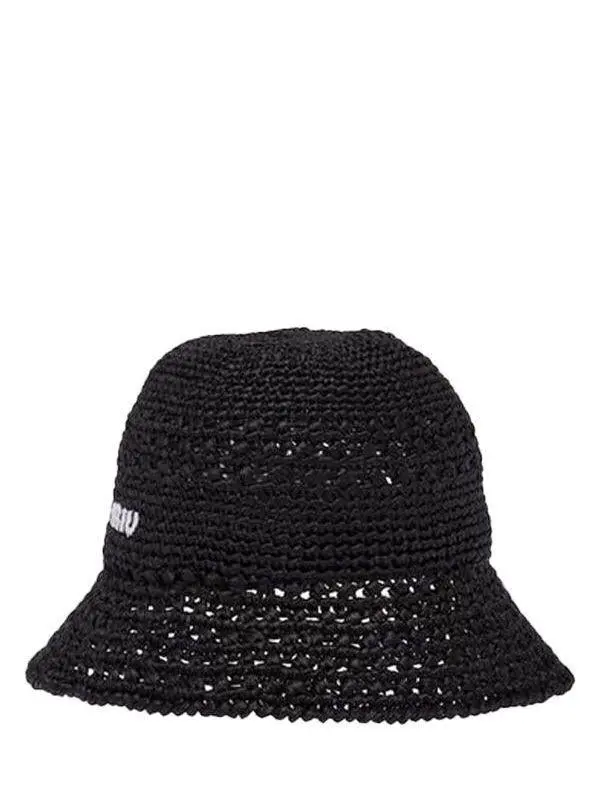 Miu Miu Logo-Embroidered Bucket Hat In Black - 71% Off  display picture 1