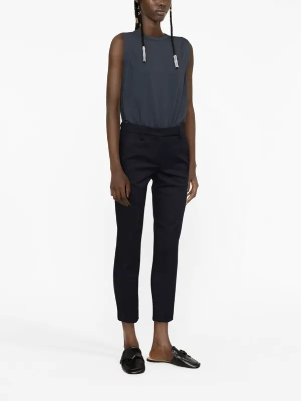 Brunello Cucinelli Cropped Stretch-cotton Tailored Trousers