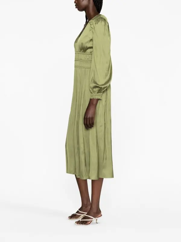 Maje Satin Ruffle-trimmed Midi Dress