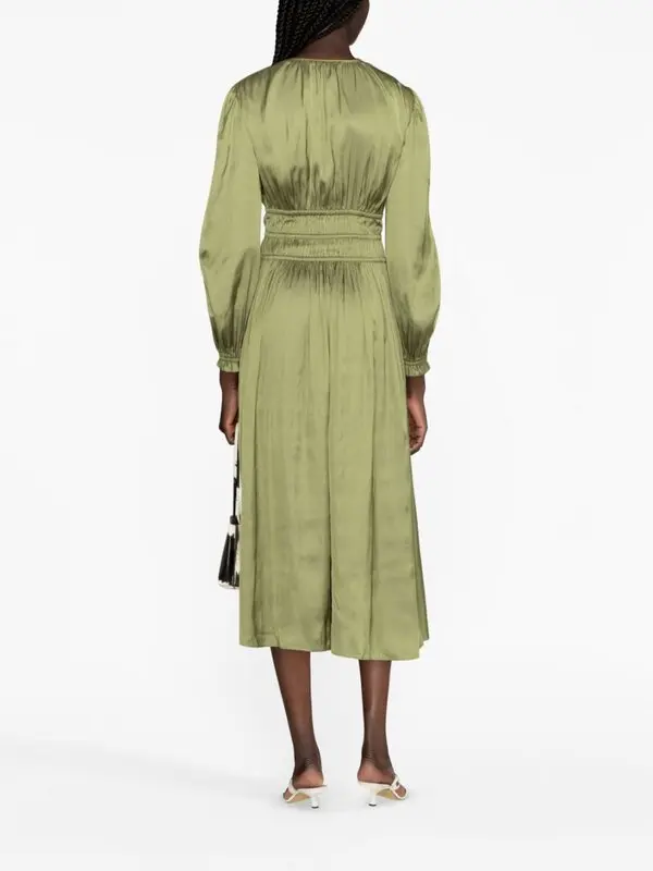 Maje Satin Ruffle-trimmed Midi Dress