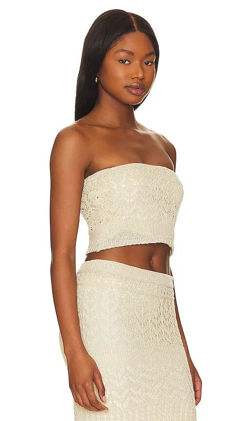 SNDYS X Strapless Crochet Top