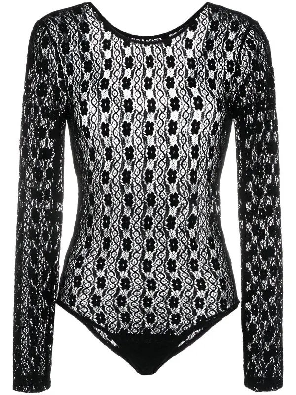 Maje Round-neck Lace Bodysuit - Black