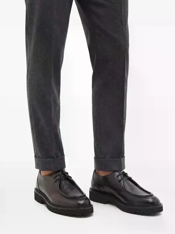 DOUCAL'S Leather Derby Shoes - Black