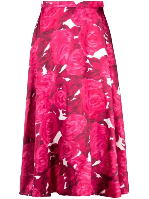 Valentino Garavani Rose-print Midi Skirt