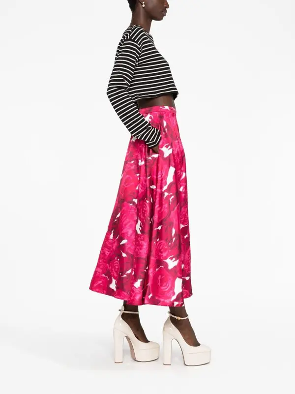 Valentino Garavani Rose-print Midi Skirt