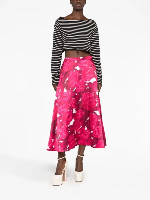 Valentino Garavani Rose-print Midi Skirt