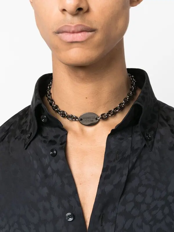 Dsquared2 Chain-link Necklace With Logo Plaque