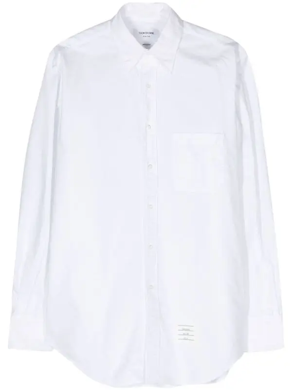 Thom Browne Logo-patch Cotton Shirt - White