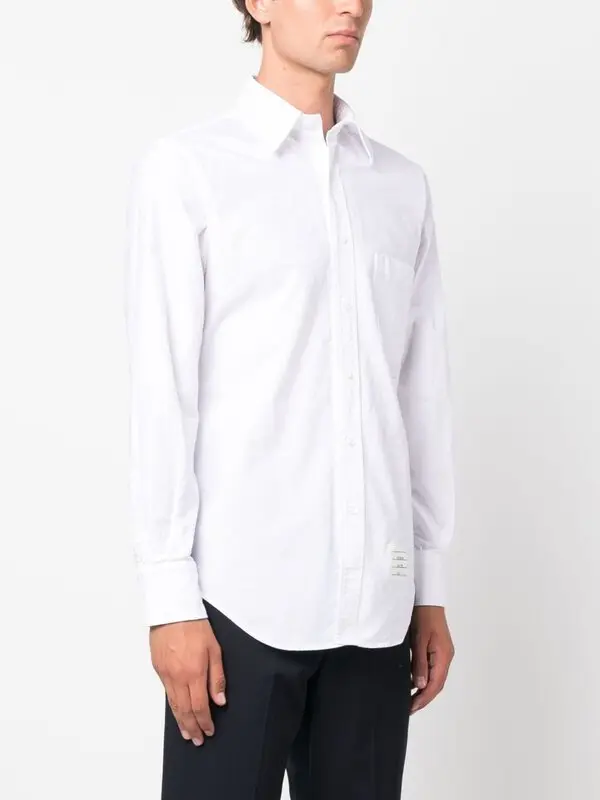 Thom Browne Logo-patch Cotton Shirt - White