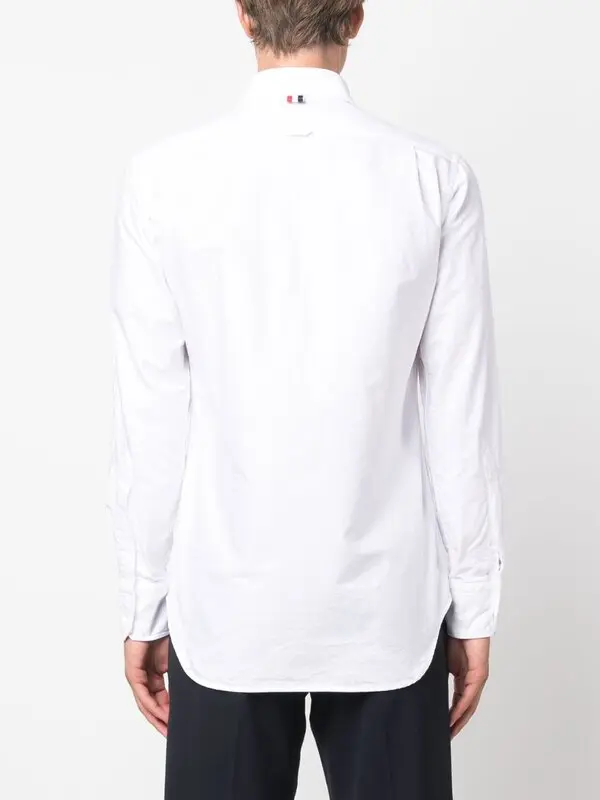 Thom Browne Logo-patch Cotton Shirt - White