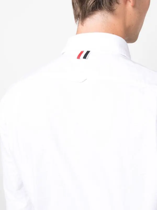 Thom Browne Logo-patch Cotton Shirt - White