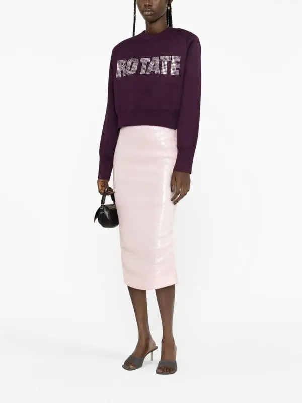 ROTATE BY BIRGER CHRISTENSEN Rhinestone-embellished Logo-appliqué Sweatshirt - Purple