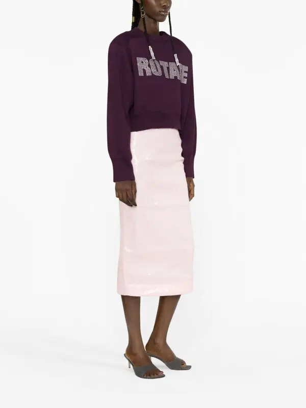ROTATE BY BIRGER CHRISTENSEN Rhinestone-embellished Logo-appliqué Sweatshirt - Purple