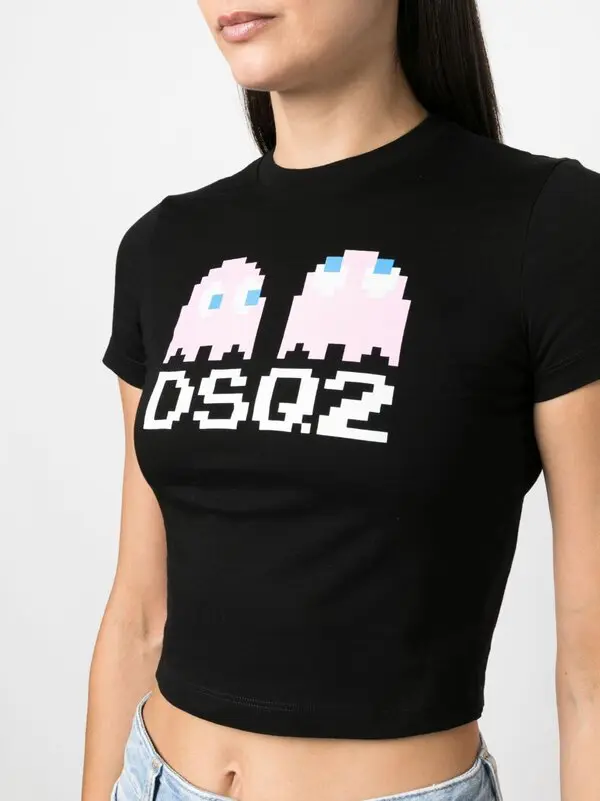 Dsquared2 Cropped Pac-man Graphic T-shirt