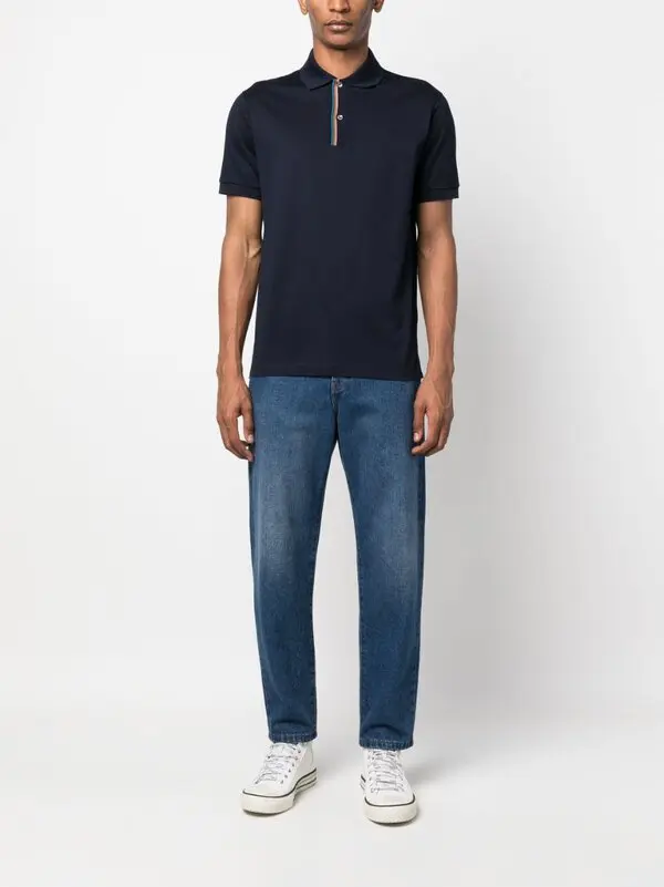 Paul Smith Rainbow-stripe Cotton Polo Shirt - Blue