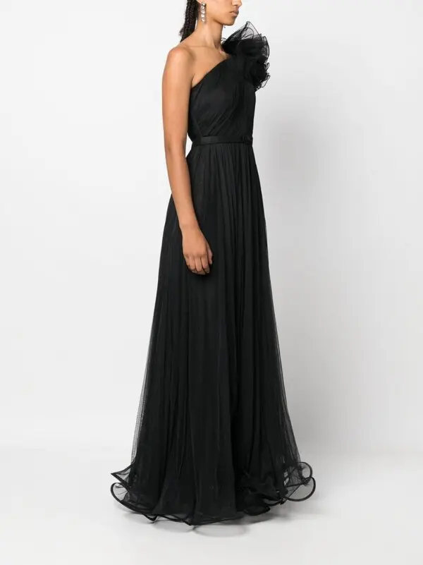 ANA RADU Floral-appliqué One-shoulder Gown