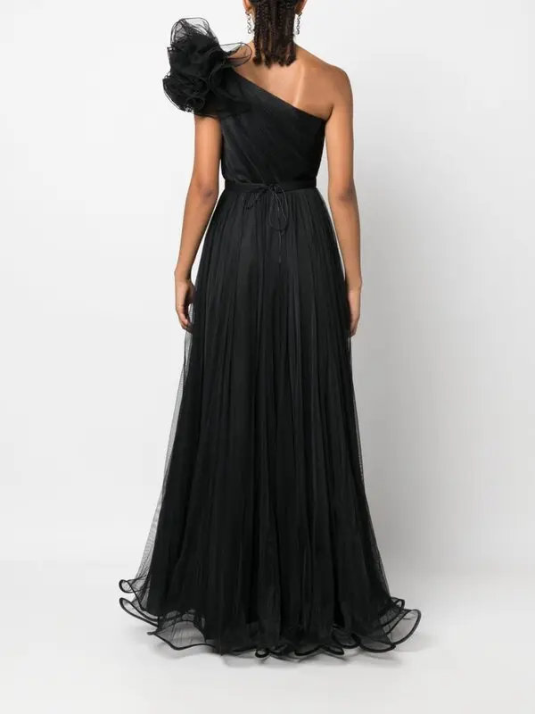 ANA RADU Floral-appliqué One-shoulder Gown