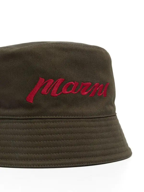Marni Logo Embroidered Cotton Bucket Hat
