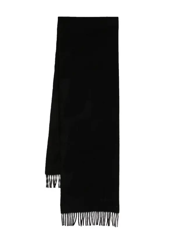 Mulberry Embroidered-logo Fringed Scarf - Black