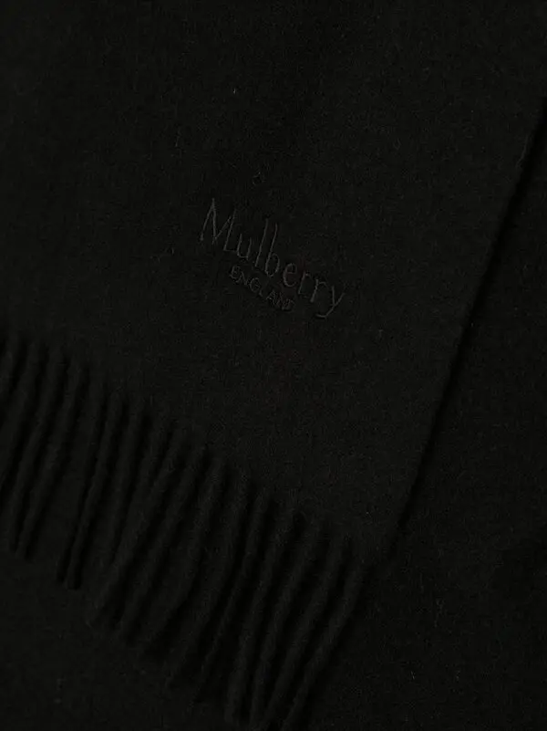 Mulberry Embroidered-logo Fringed Scarf