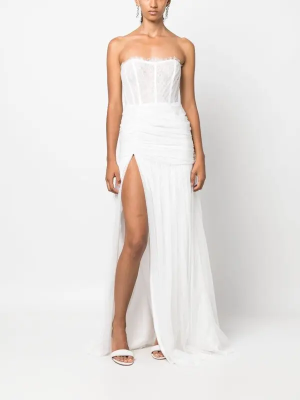 ANA RADU Corset-style Draped Maxi Dress - White