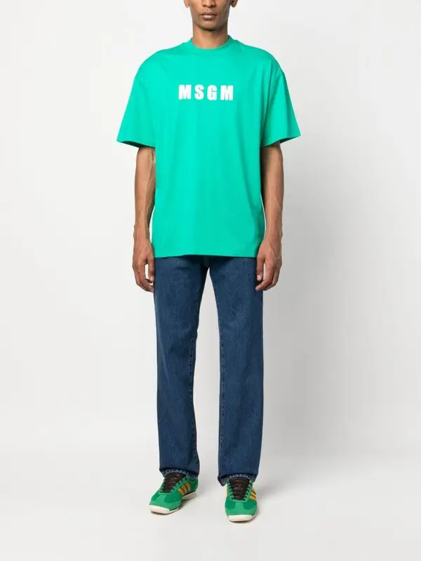 MSGM Logo-embroidered Straight-leg Jeans - Blue