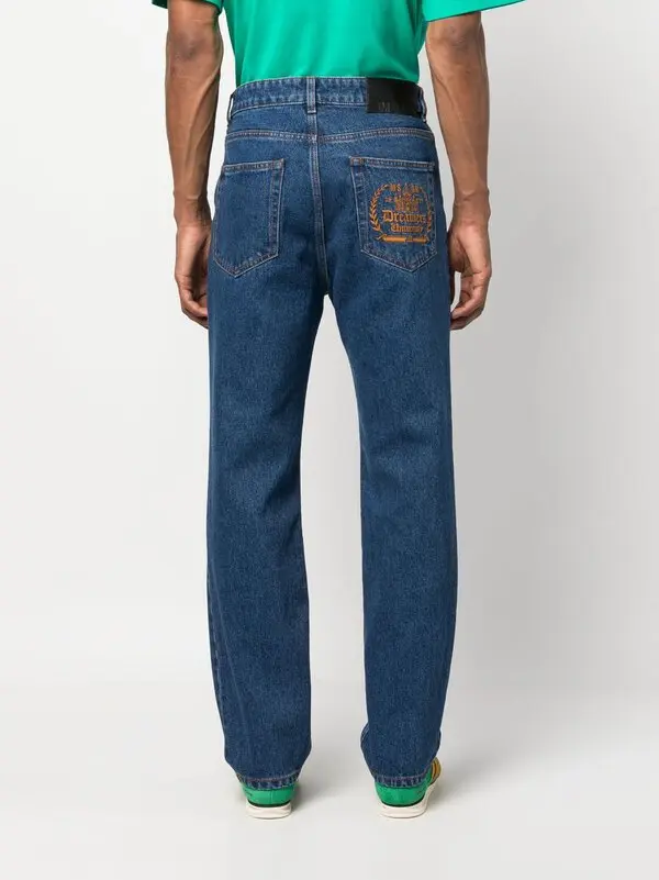 MSGM Logo-embroidered Straight-leg Jeans - Blue