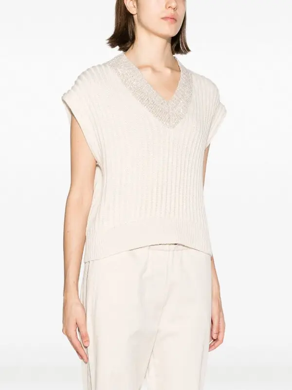 Brunello Cucinelli Sequin-embellished Knitted Top