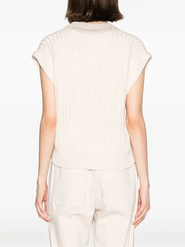 Brunello Cucinelli Sequin-embellished Knitted Top