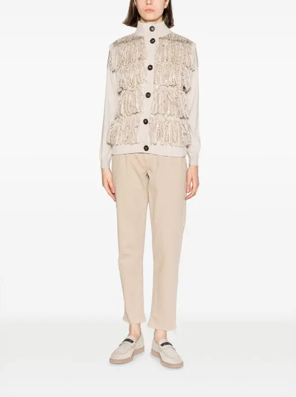 Brunello Cucinelli Fringes Sleeveless Cardigan