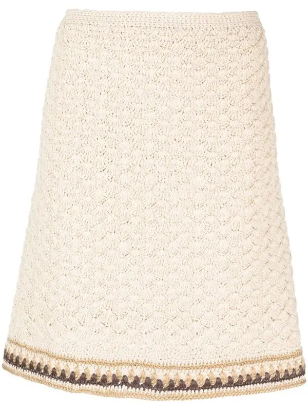 Tory Burch High-waisted Knitted Skirt - Neutrals