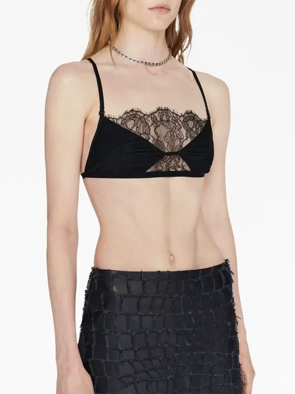 Dion Lee Trace Chantilly-Lace Bra - Black | Editorialist