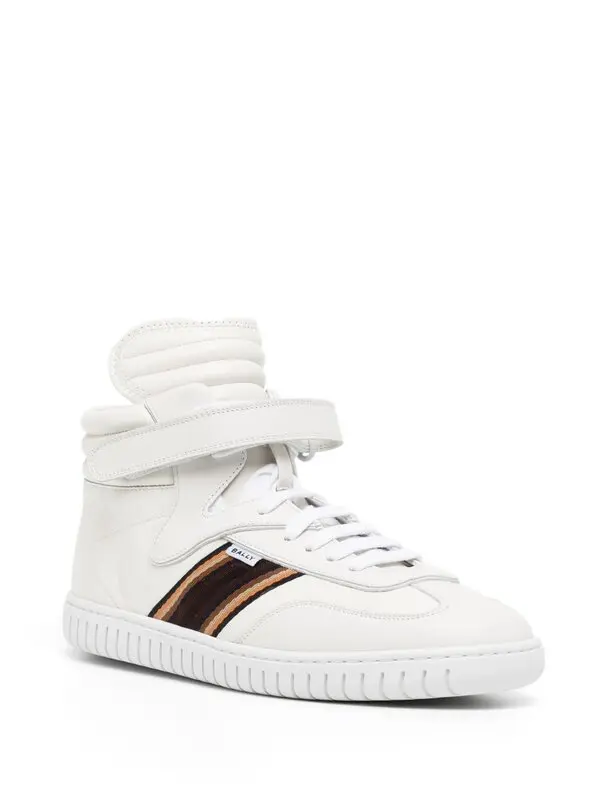 Bally Side-stripe Leather High-top Sneakers - White
