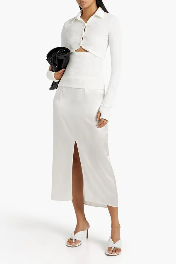 Helmut Lang Cutout Ribbedknit Polo Shirt
